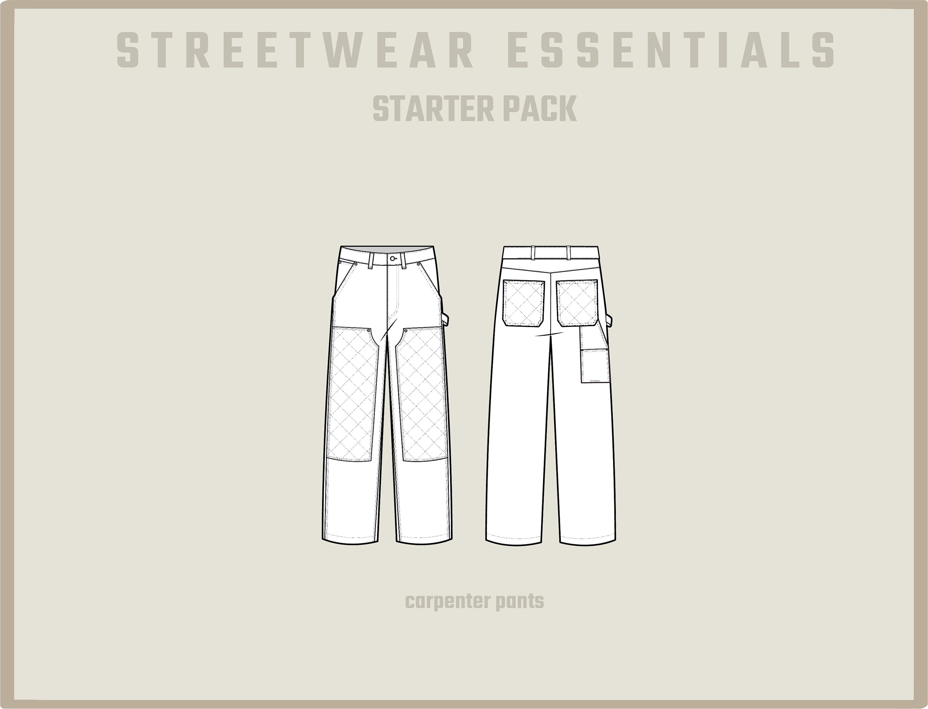 Carpenter Pants Flat Technical Drawing Illustration Classic Blank ...