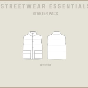 Puffer Vest Flat Technical Drawing: Streetwear Mock-up Template - Etsy
