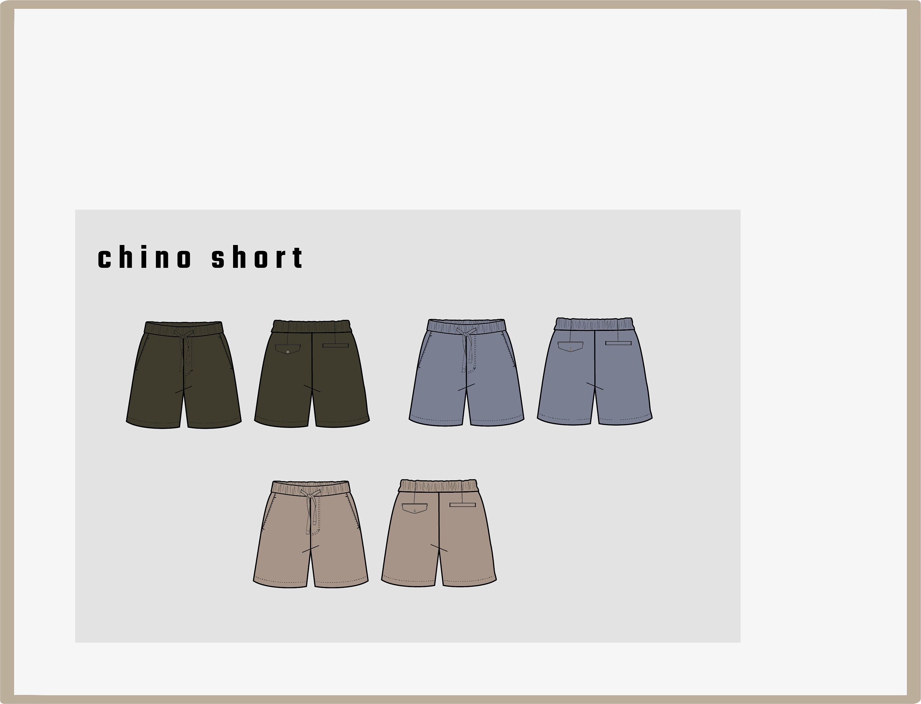 Chino Shorts Flat - Technical Drawing Template - Etsy