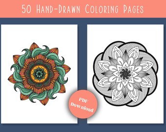 5 Mandala Coloring Pages, Printable PDF Stress Relief Coloring Book ...