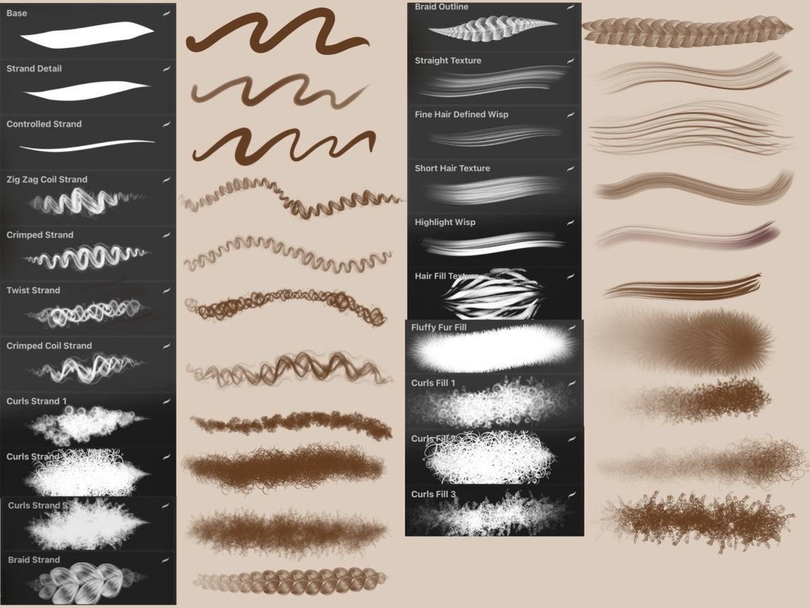 21 Procreate Hair Brushes Bundle, Brush Bundle Hair, Afro Brush, Braids ...