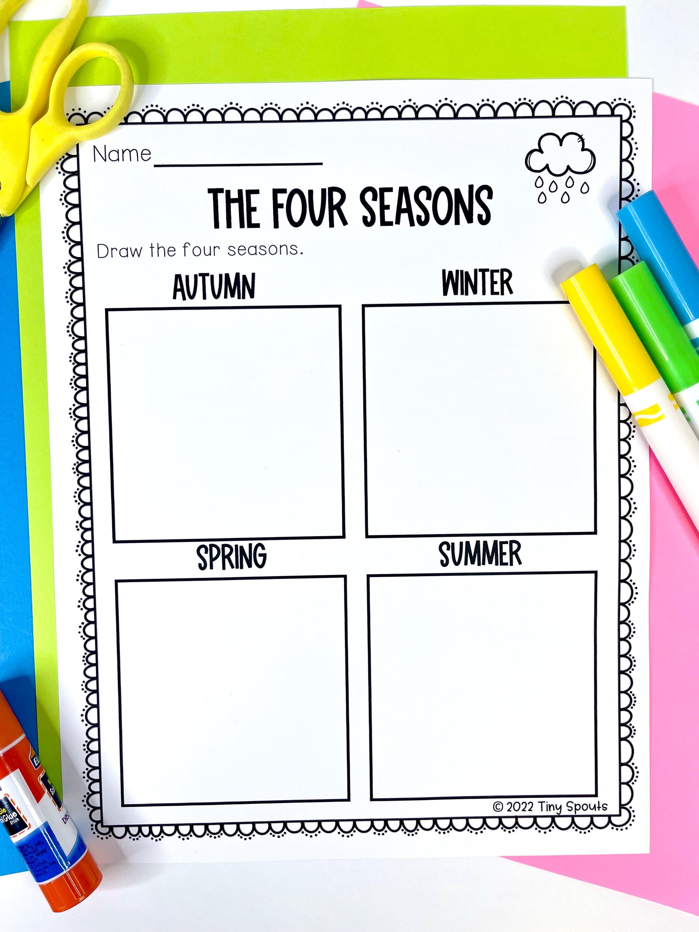 The Four Seasons Activities and Craft, Weather Worksheets - Etsy
