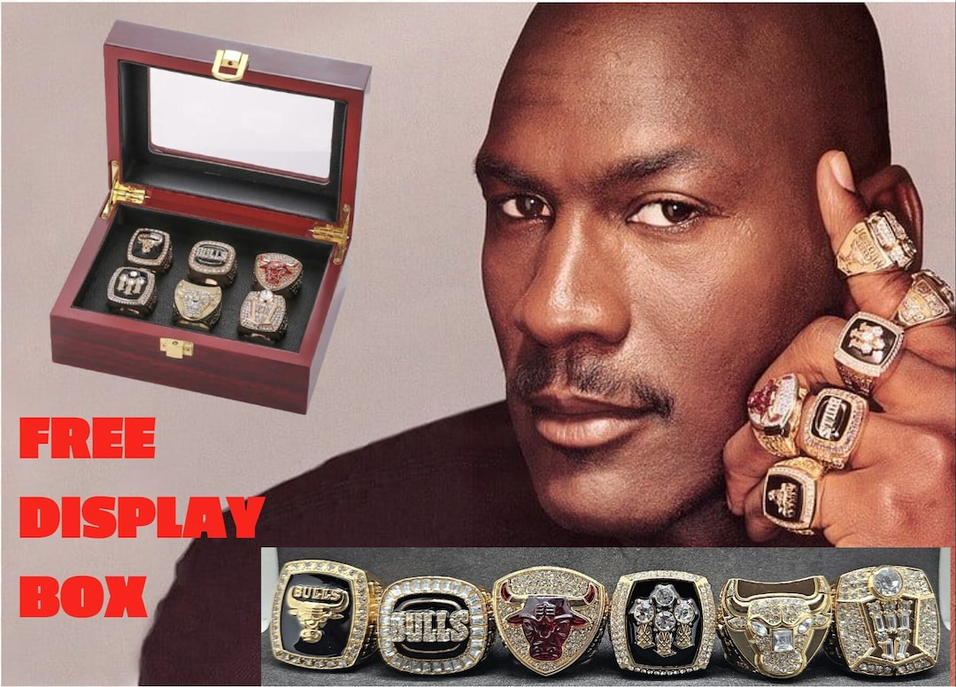 Michael Jordan 6 Championship Rings Chicago Bulls BONUS DISPLAY BOX ...