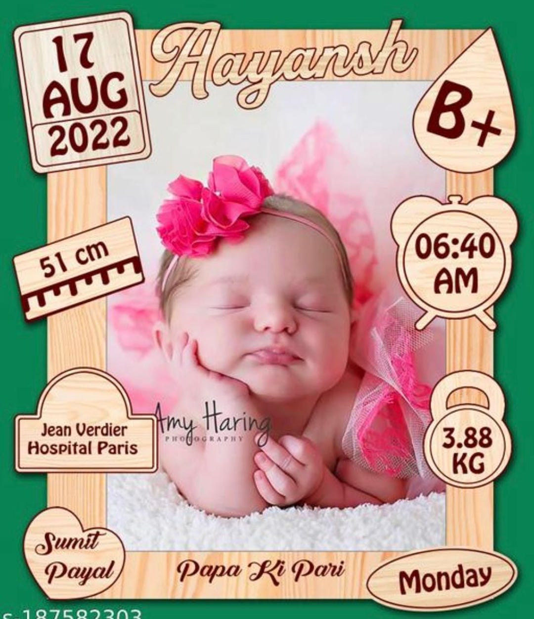 Baby Birth Details. Baby Birth Stats Photo Frame. Baby Keepsake Newborn ...