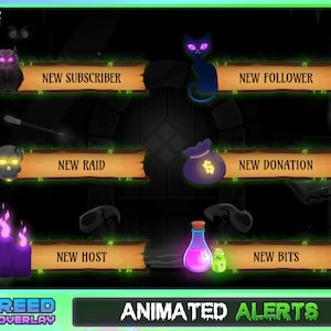 6x Cute Halloween Theme Animated Alert Twitch - Stream Event Alert ...