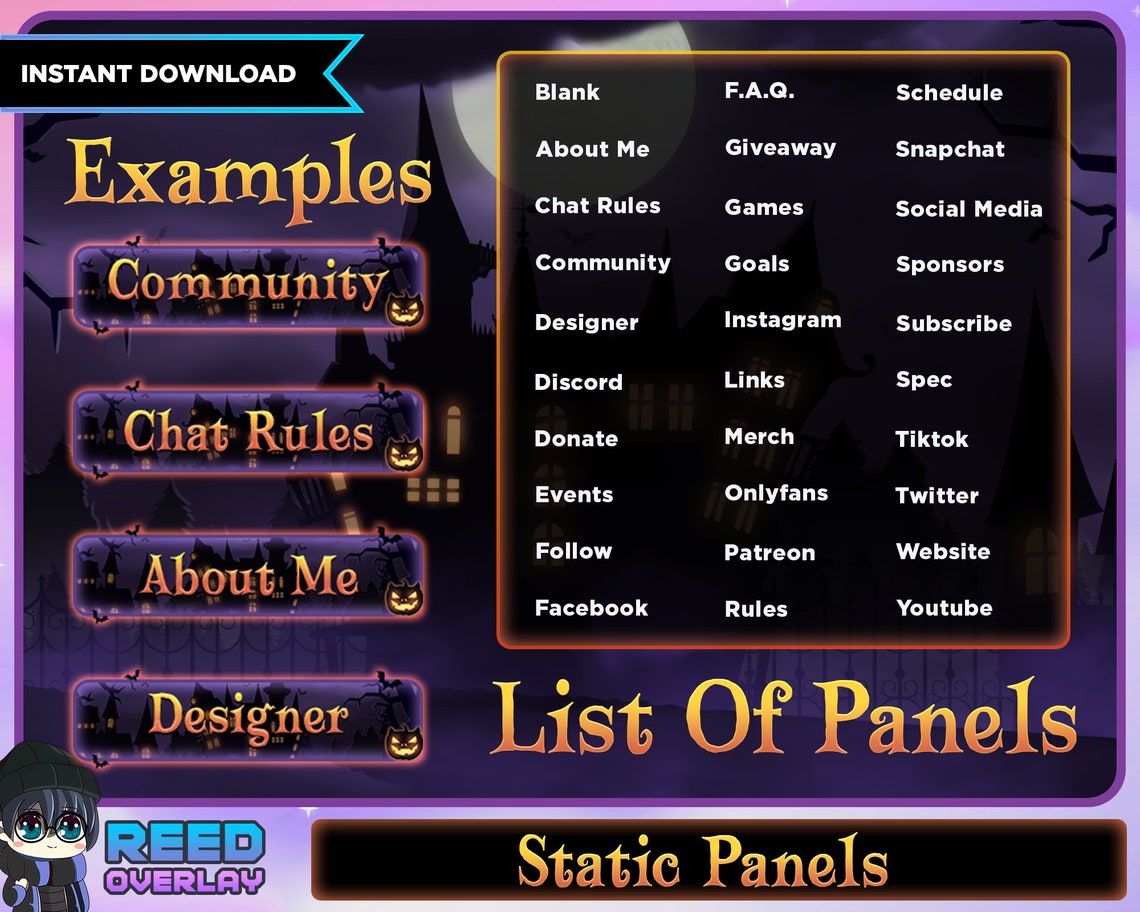 Halloween Twitch Panels: Spooky Mansion Stream Decoration (PNG Digital ...