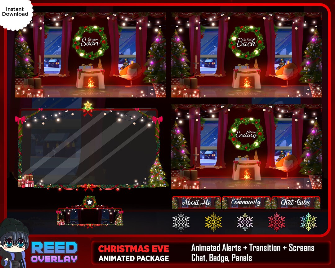 Animated Christmas Stream Package: Cozy Fireplace Overlay (digital ...