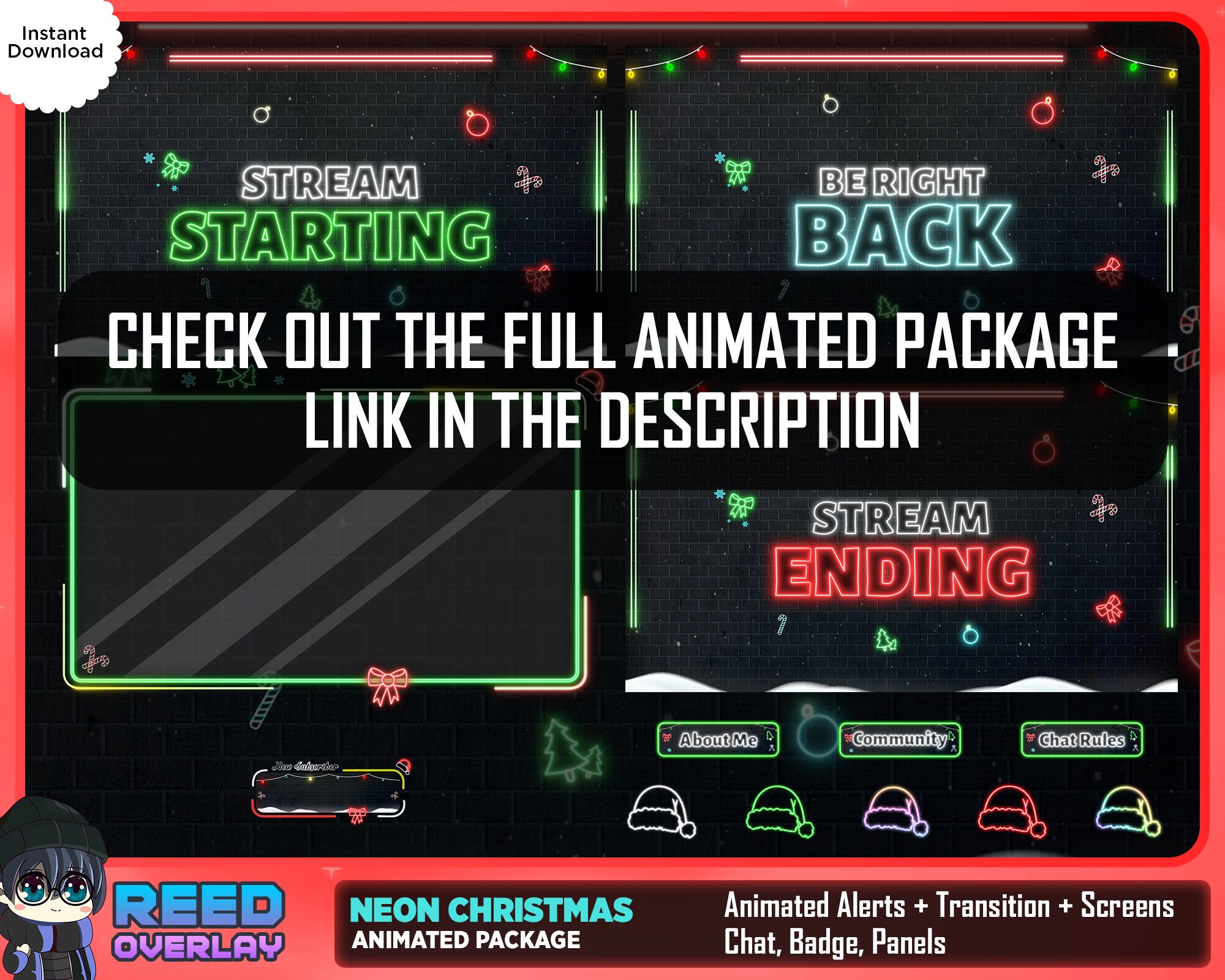 Neon Animated Stinger Transition Christmas Theme - Festive Colorful ...
