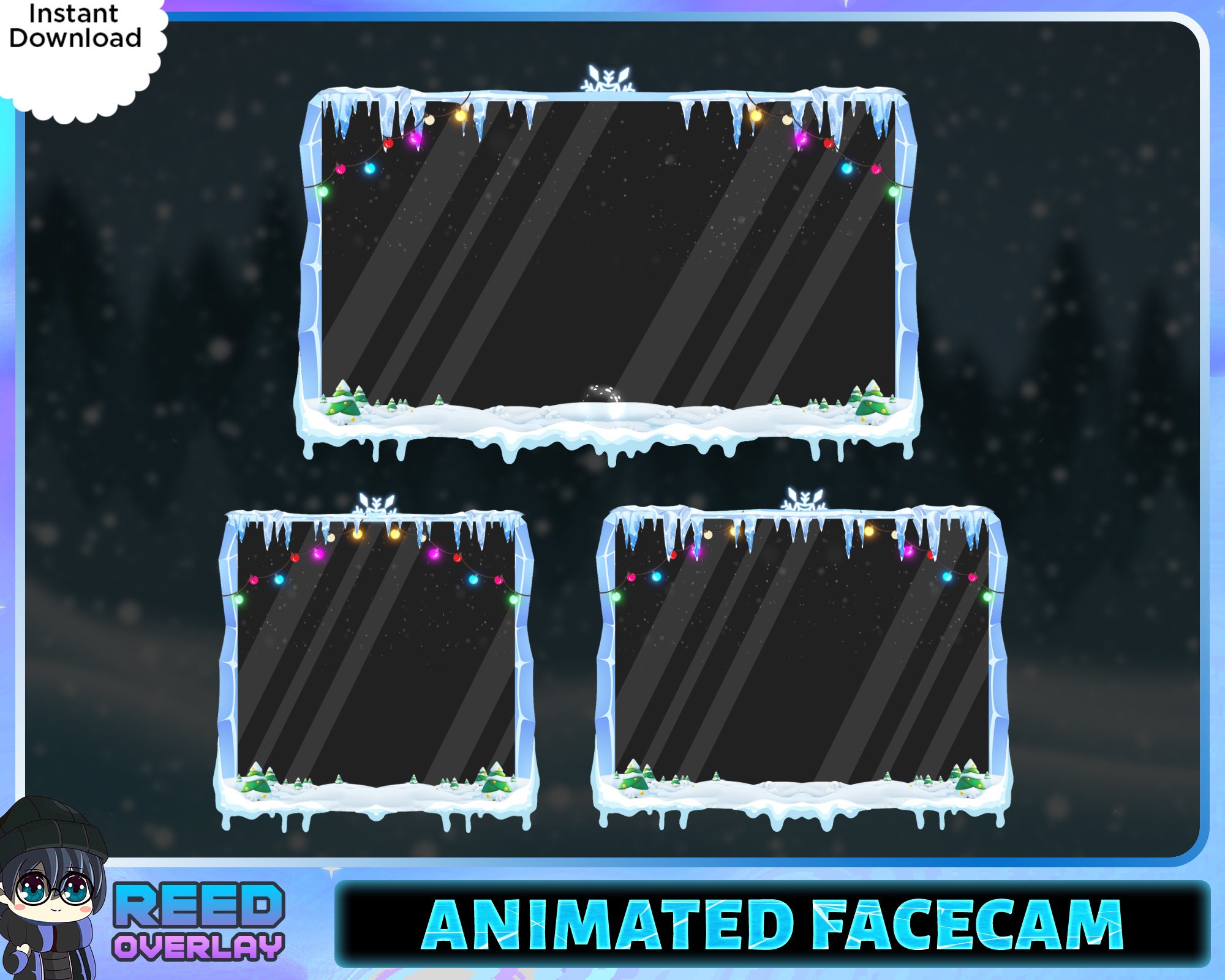 Animated Webcam Overlay Pack Winter Season - Christmas Cute Facecam ...