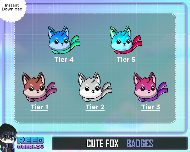 Cool Foxes Sub Badges/loyalty Badges Pack for Your Streaming - 5 Cute ...