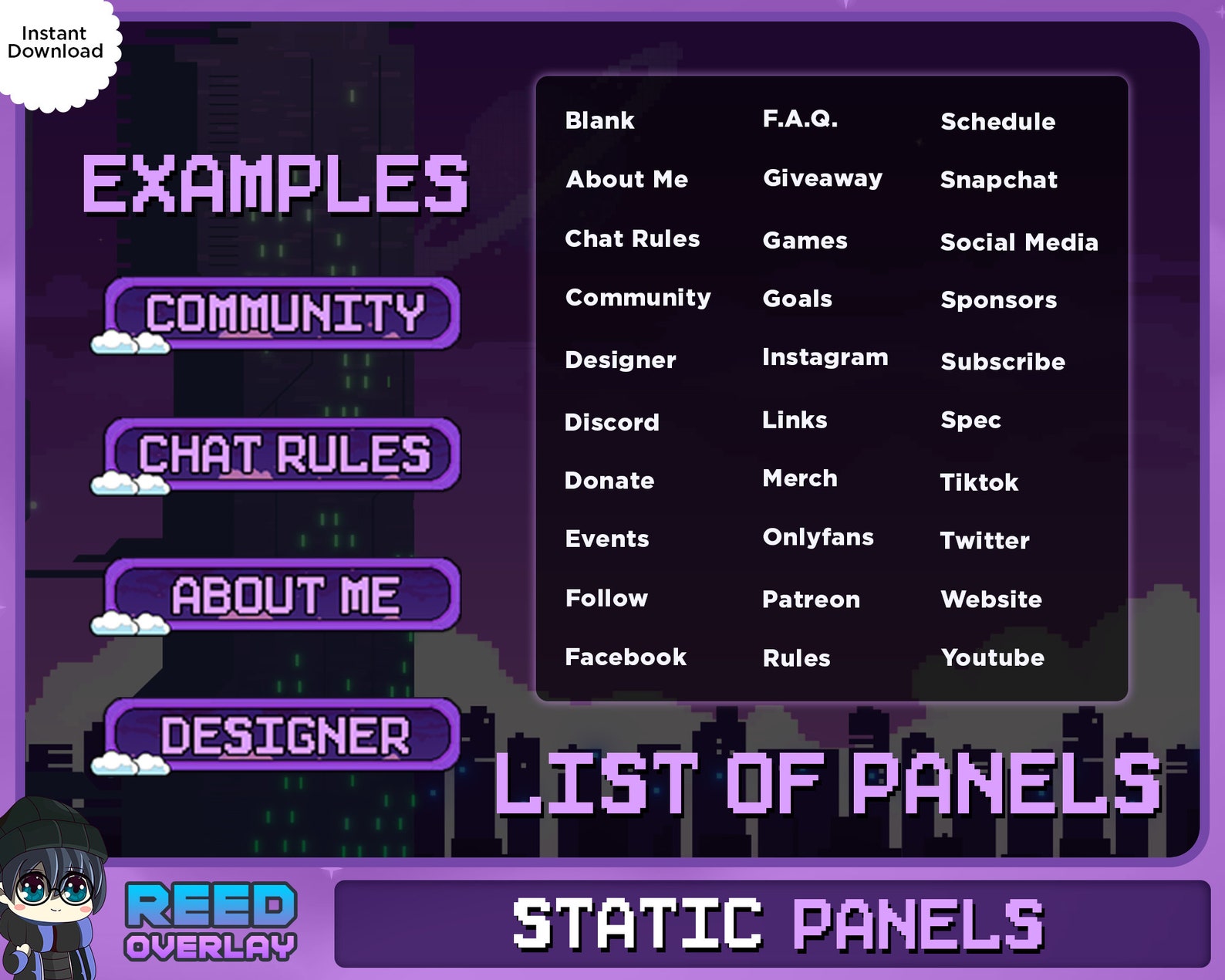 31x Pixel Panels for Twitch - 8bit Retro Purple Moon Cute Aesthetic ...
