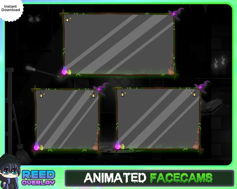 Witch's Lair Animated Facecam Overlay: Spooky Halloween Theme (digital ...