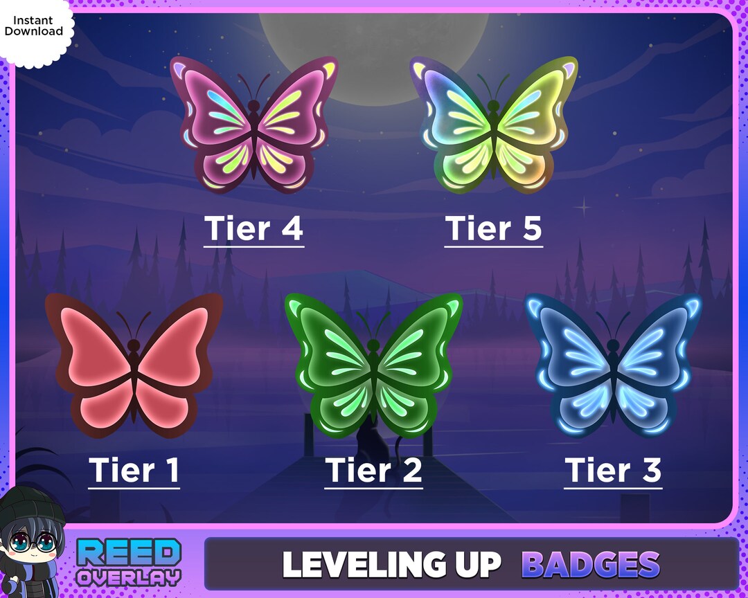 Magical Butterfly Twitch Sub Badges Pack - Cute Loyalty Badges - Cheer ...