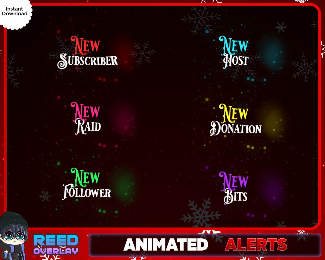 6x Christmas Theme Animated Alert's Pack - Holiday Giftbox Reveal ...