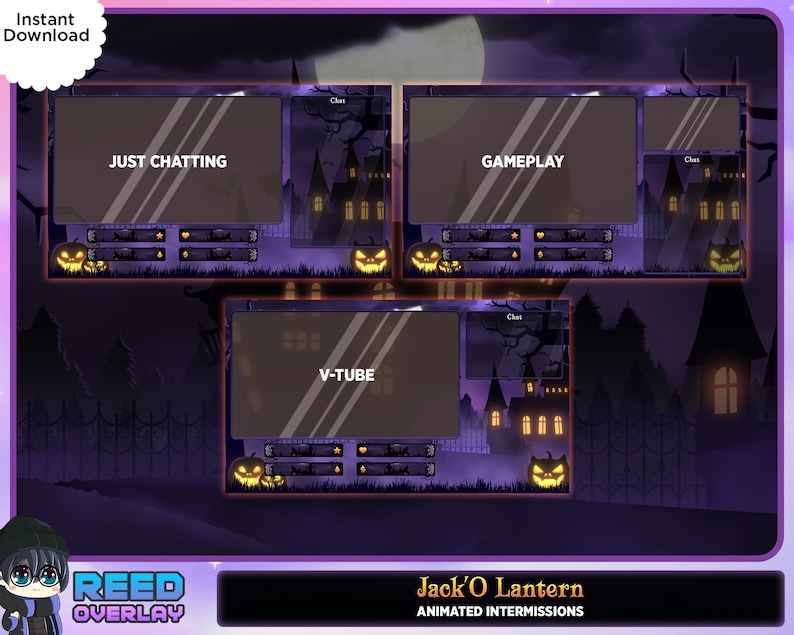 Animated Jack O Lantern Stream Overlay: Spooky Halloween Twitch Package ...