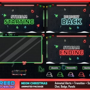 Neon Twitch Overlay Pack "neon Christmas" - Holiday Theme Full Animated ...