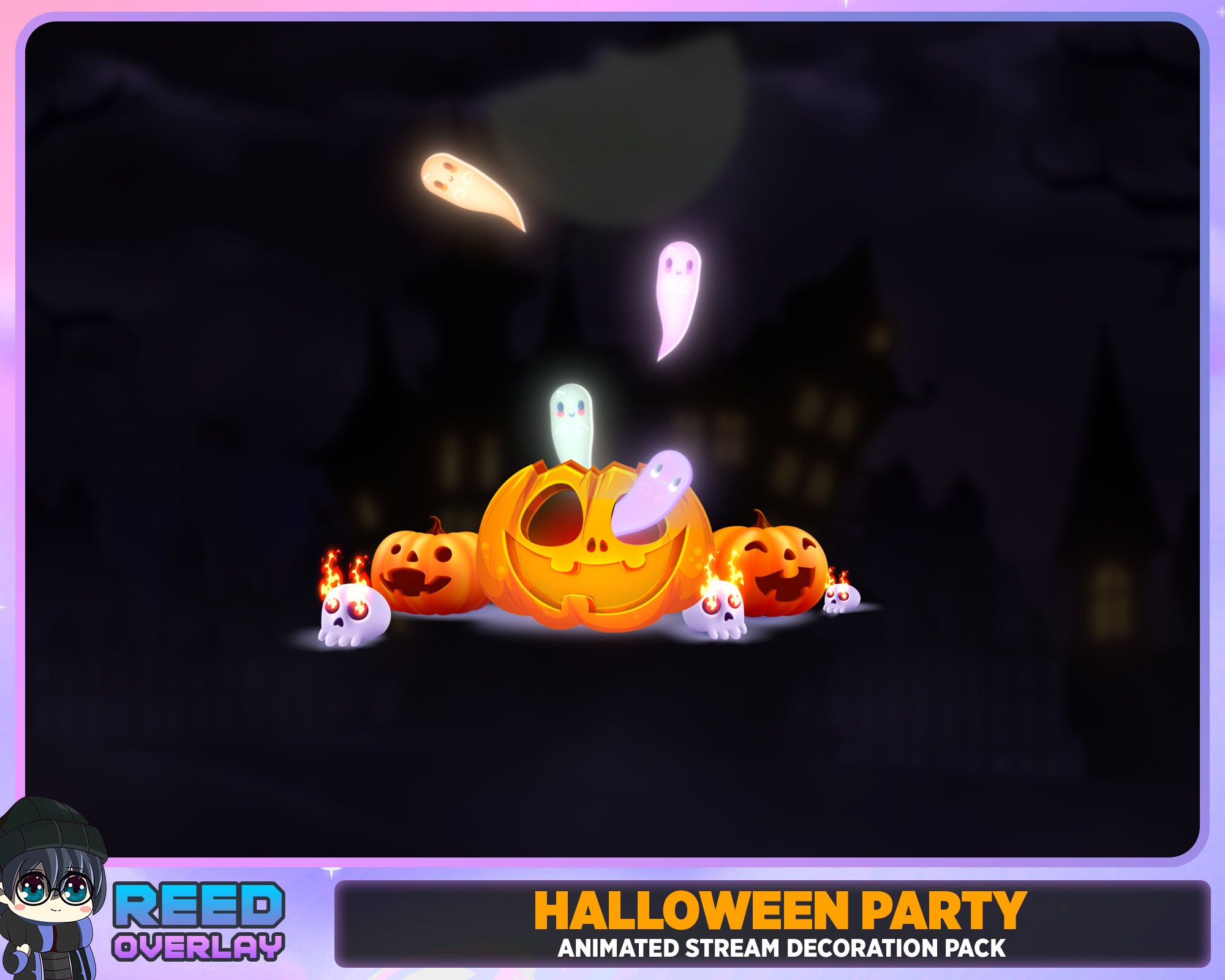 5 Animated Cute Stream Decoration Halloween Stream Package "halloween ...