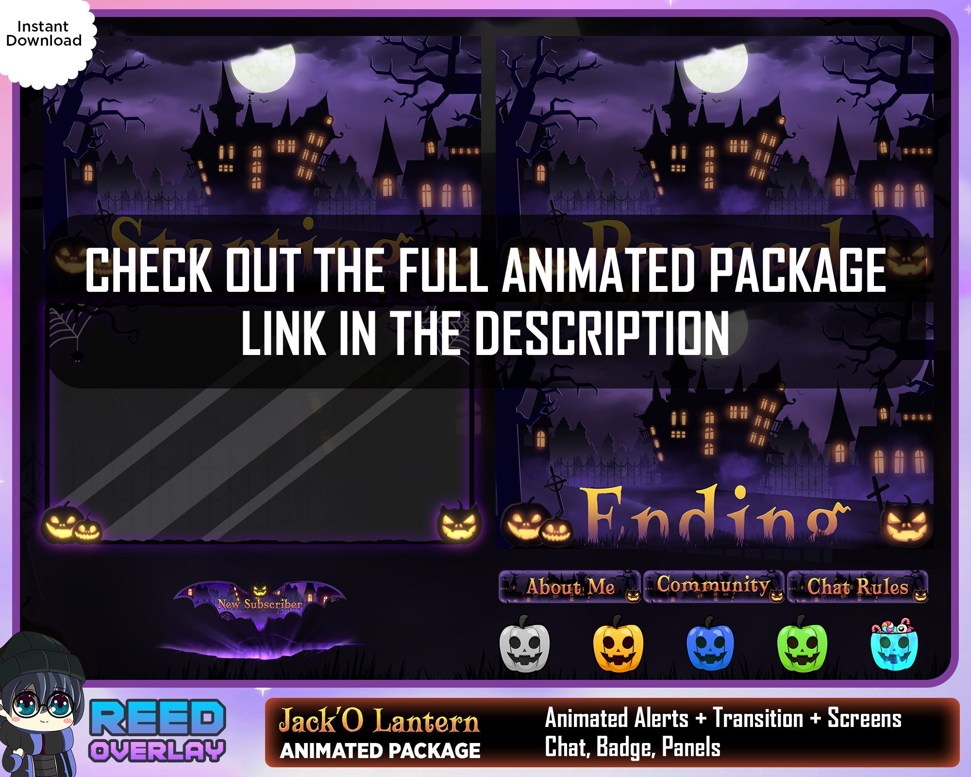 Scary Jack O Lantern Animated Stream Transition: Spooky Halloween ...