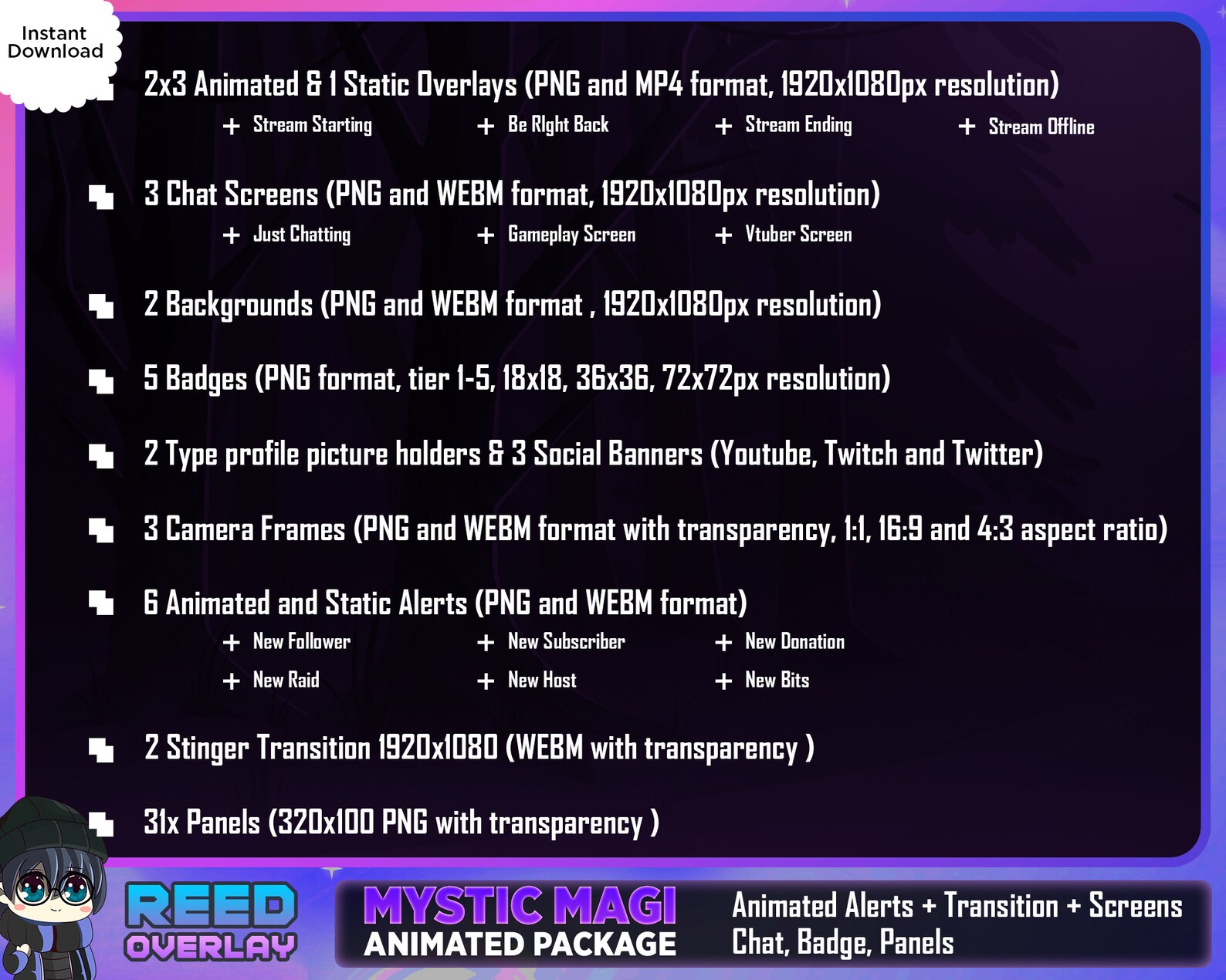 Twitch Animated Complete Stream Package "mystic Magi" - Mythical ...