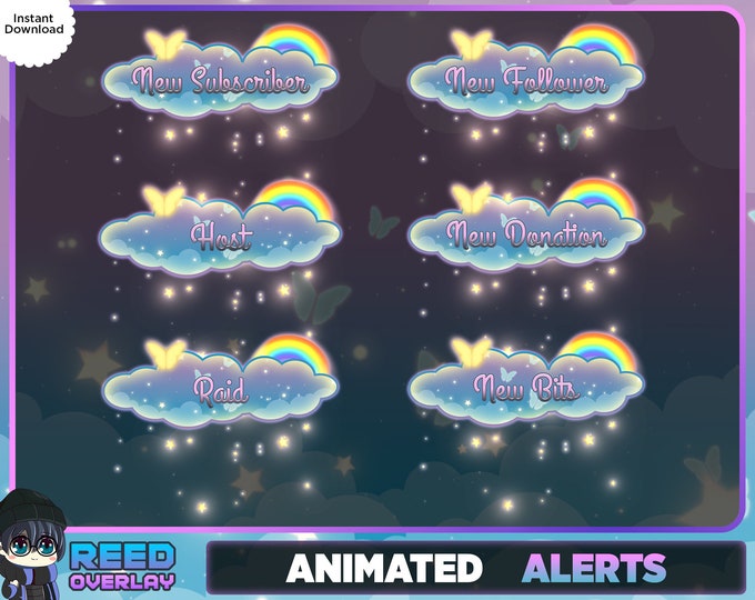 Cloud Animated Stream Overlay Label Pack | Ready to Use | Twitch ...