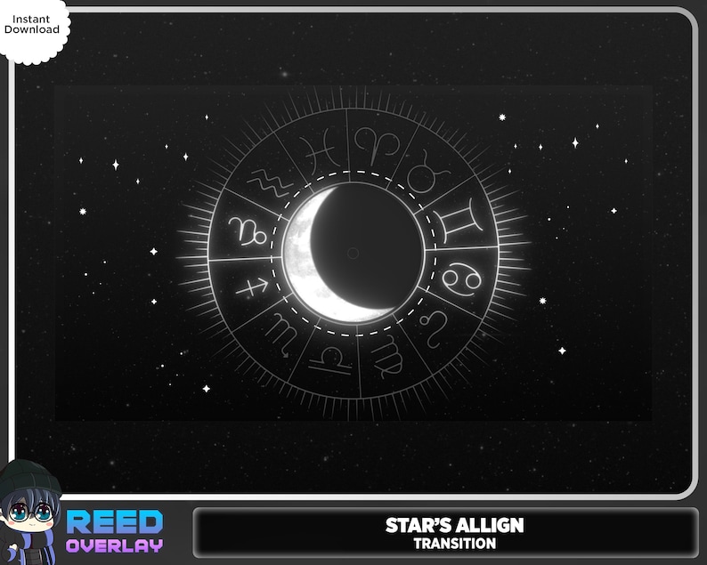 Zodiac Celestial Stream Overlay: Animated Tarot Astrology Twitch Pack ...