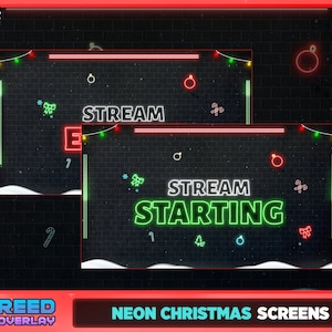 Neon Twitch Overlay Pack "neon Christmas" - Holiday Theme Full Animated ...