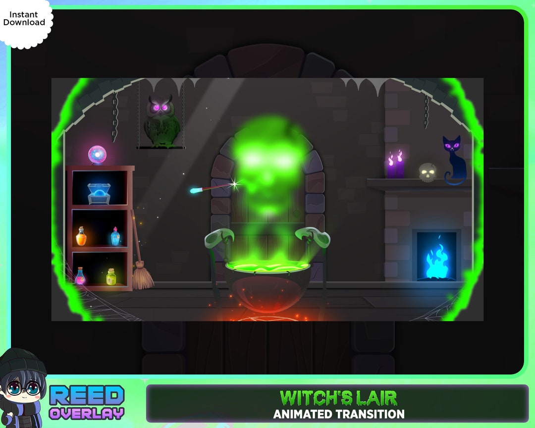 Scary Transition Twitch "witch's Lair" - Animated OBS Stinger Skull ...