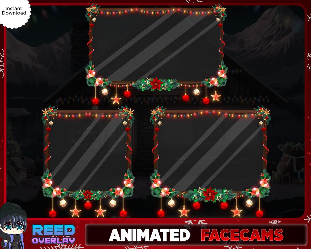 Full Animated Facecam Pack Holidays Themed - Christmas Webcam Overlay ...