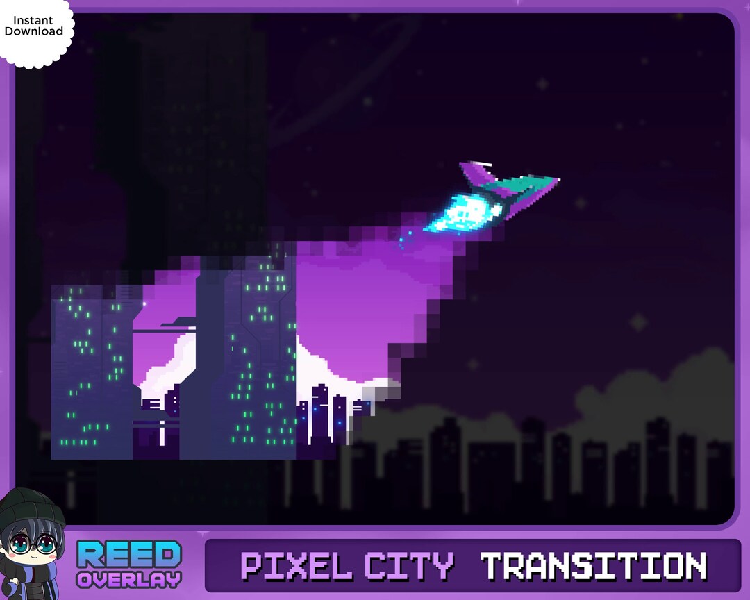 Cute Retro Pixel Style Animated Stinger Transition - Lofi Cityscape ...