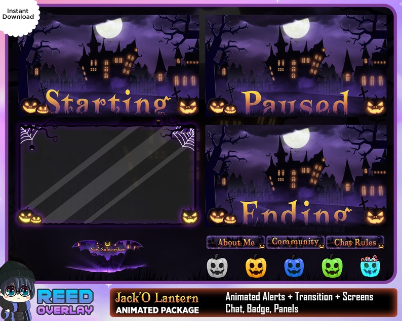Animated Stream Overlay Jack O Lantern Halloween Spooky Mansion in ...