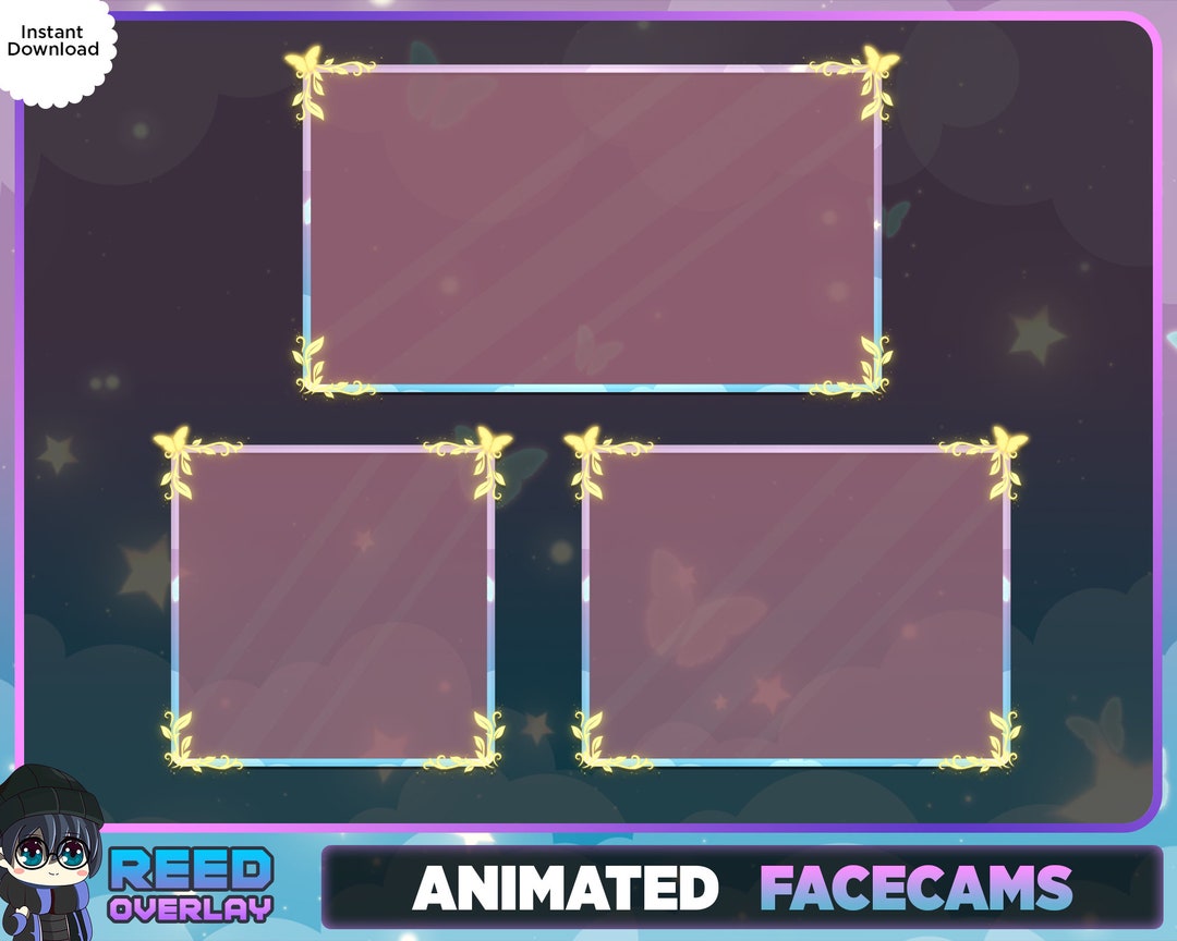 Full Animated Cute Animated Facecam Pack - Pastel Magical Butterfly ...