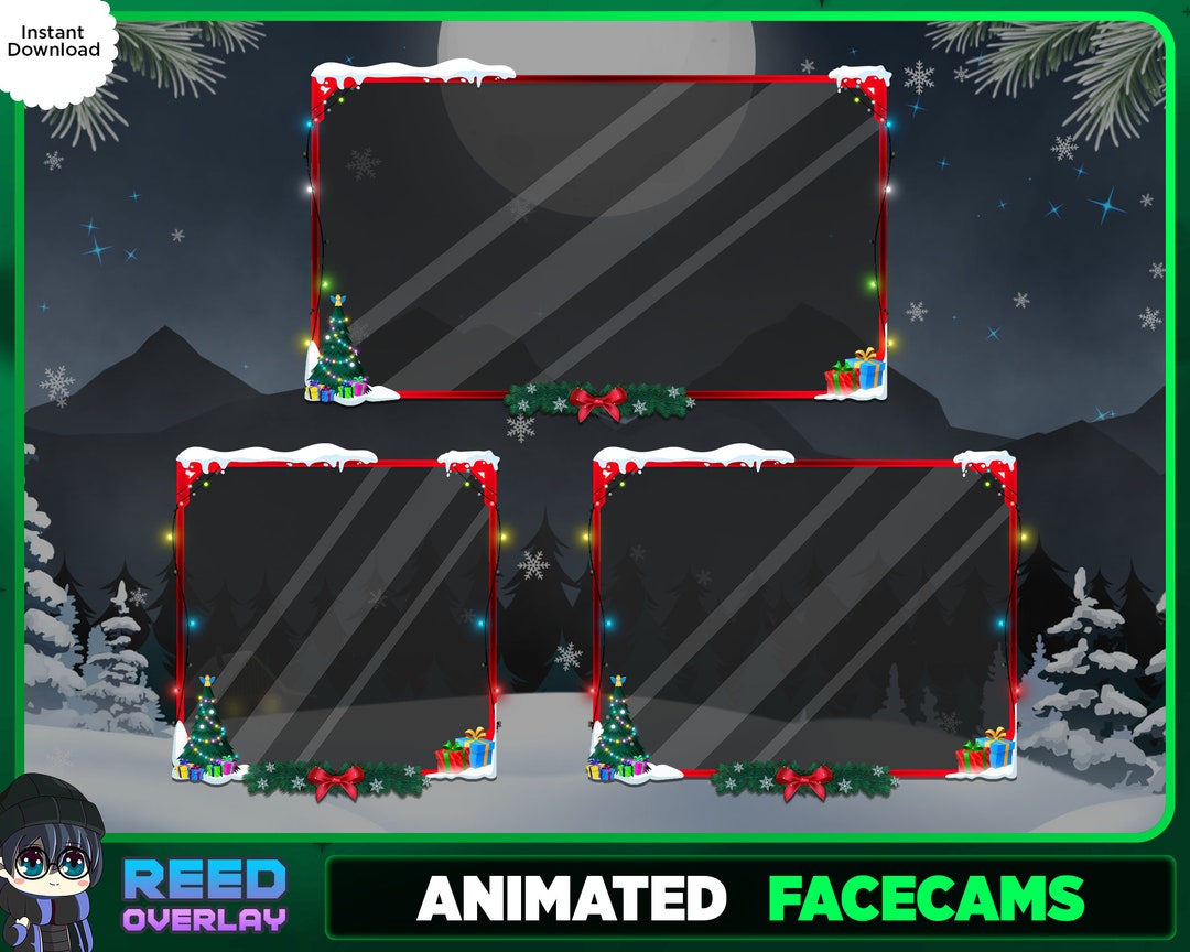 Full Animated Christmas Webcam Overlay Pack - Xmas Tree Gift Box Stream ...