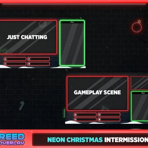 Neon Twitch Overlay Pack "neon Christmas" - Holiday Theme Full Animated ...