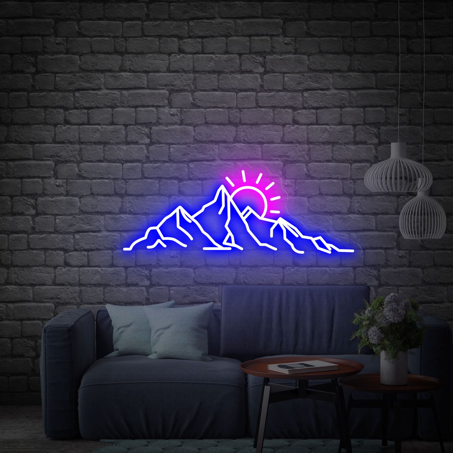 Mountain Neon Signmountain Led Signmountain Wall Art - Etsy