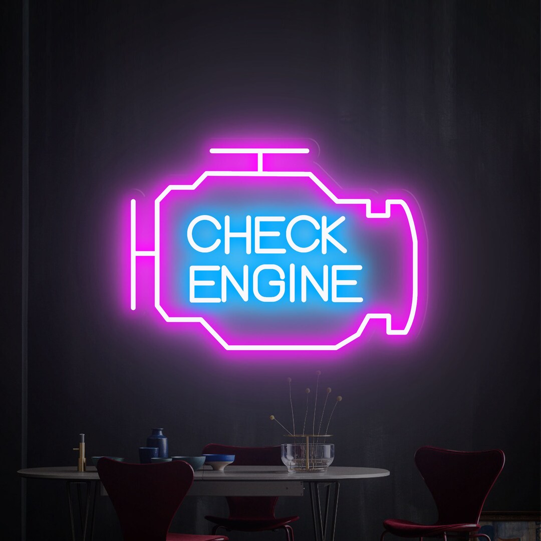Check Engine Light Neon Sign Check Engine Neon Sign Man Cave - Etsy