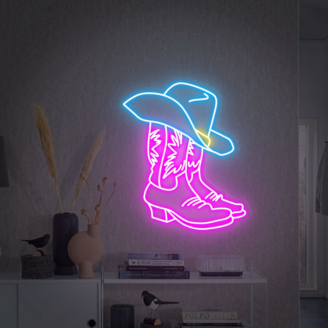 Cowboy Boots Neon Sign Cowboy Hat Led Sign Boots and Hat - Etsy Canada