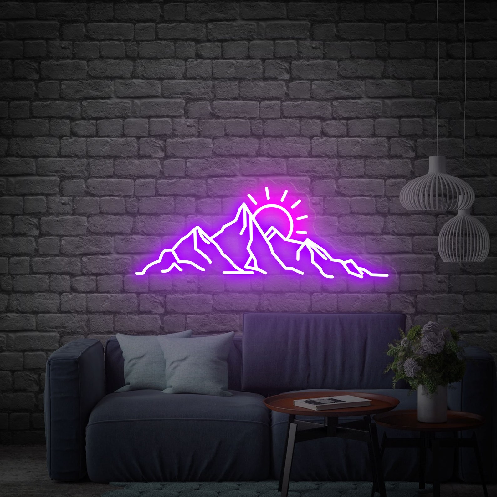 Mountain Neon Signmountain Led Signmountain Wall Art - Etsy