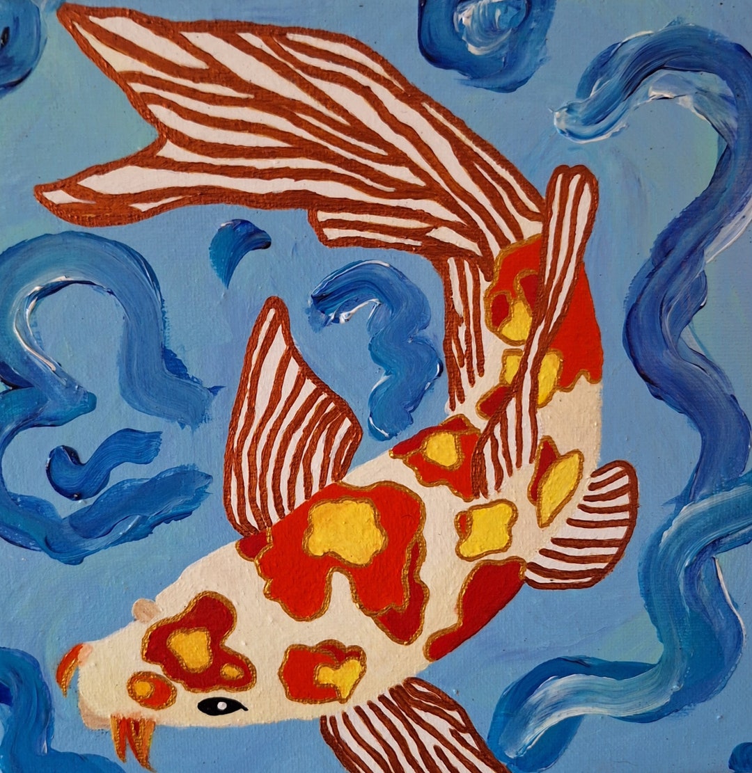 Orange and Yellow Koi Fish Acrylic Painting With Texture - Etsy