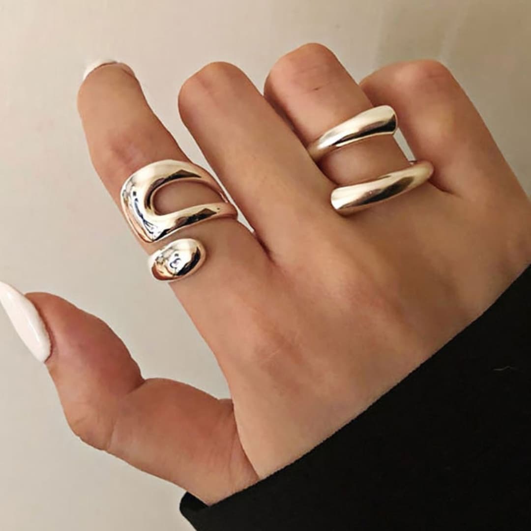 2 Stück klobige Sterling Silber Ringe verstellbare Ringe - Etsy Schweiz