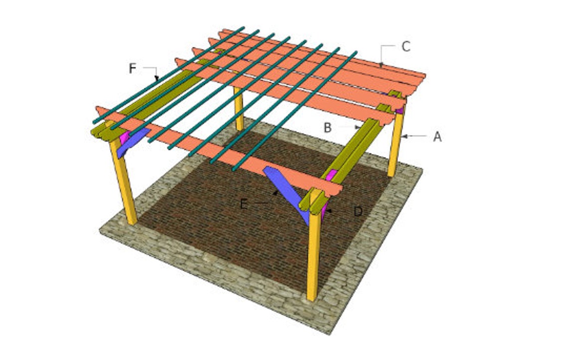 14x14 Pergola Plans - PDF Download - Etsy