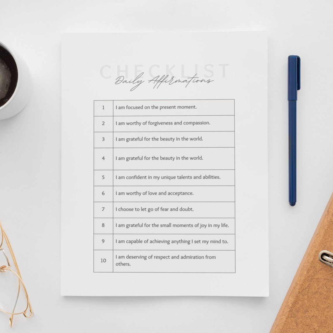 365 Daily Affirmations - Printable Affirmation List-words of ...