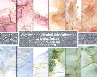 Alcohol Ink Digital Paper Abstract Backgrounds Watercolour - Etsy