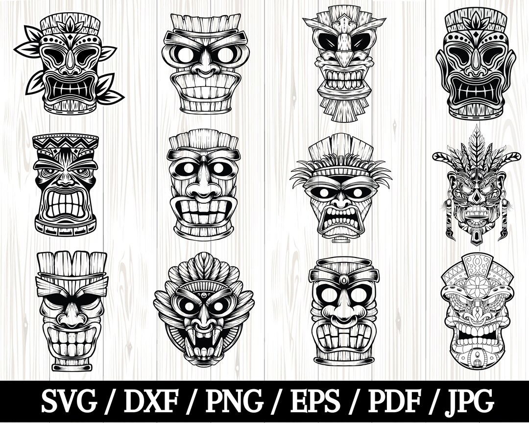 Tiki Svg Bundletiki Head Svgtotem Svgtribal Svgluau - Etsy Australia
