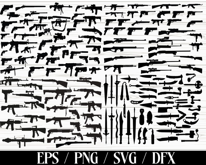 Guns Svgweapon Svgguns Silhouette SVG Cut Files Guns - Etsy