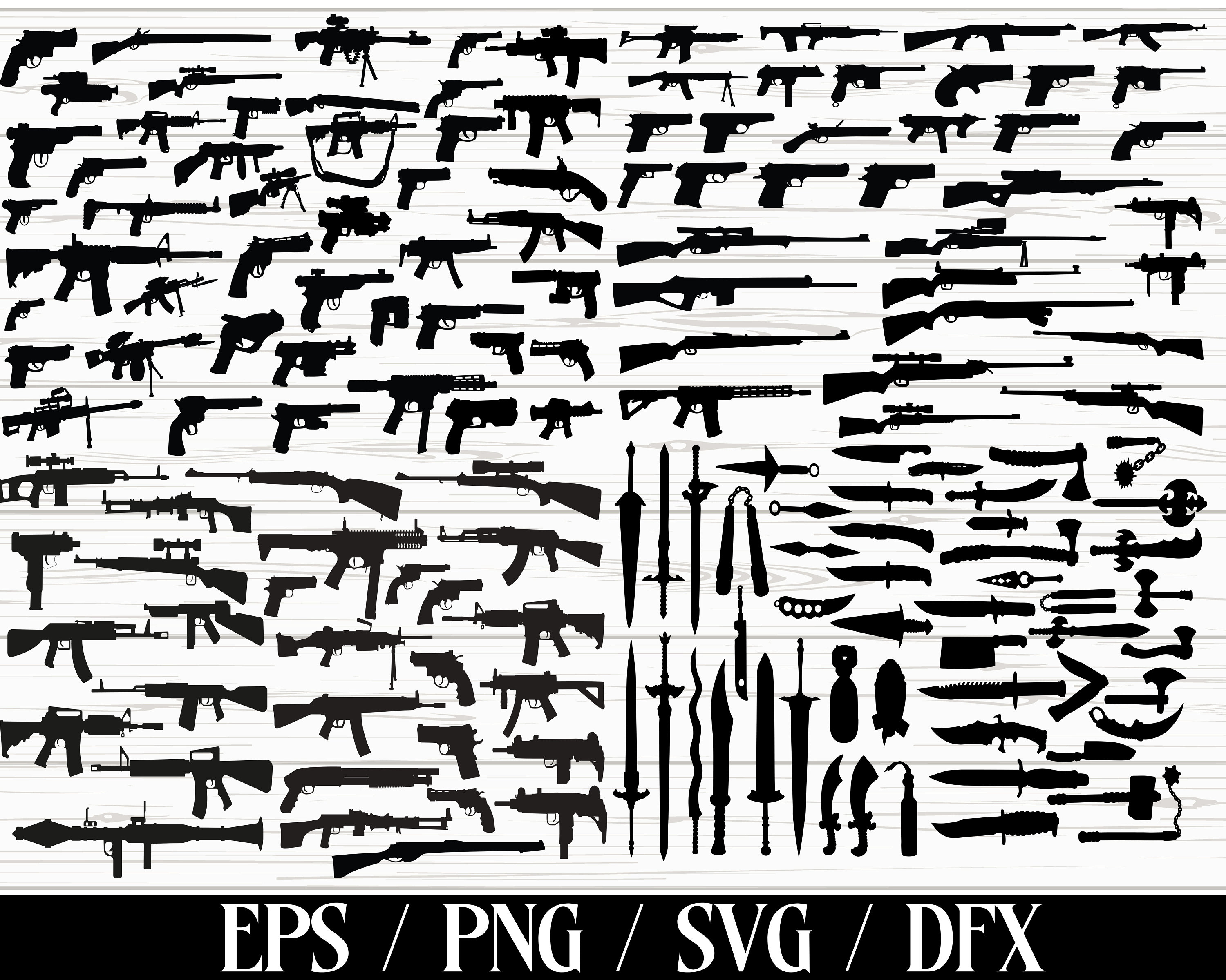 Guns Svgweapon Svgguns Silhouette SVG Cut Files Guns - Etsy