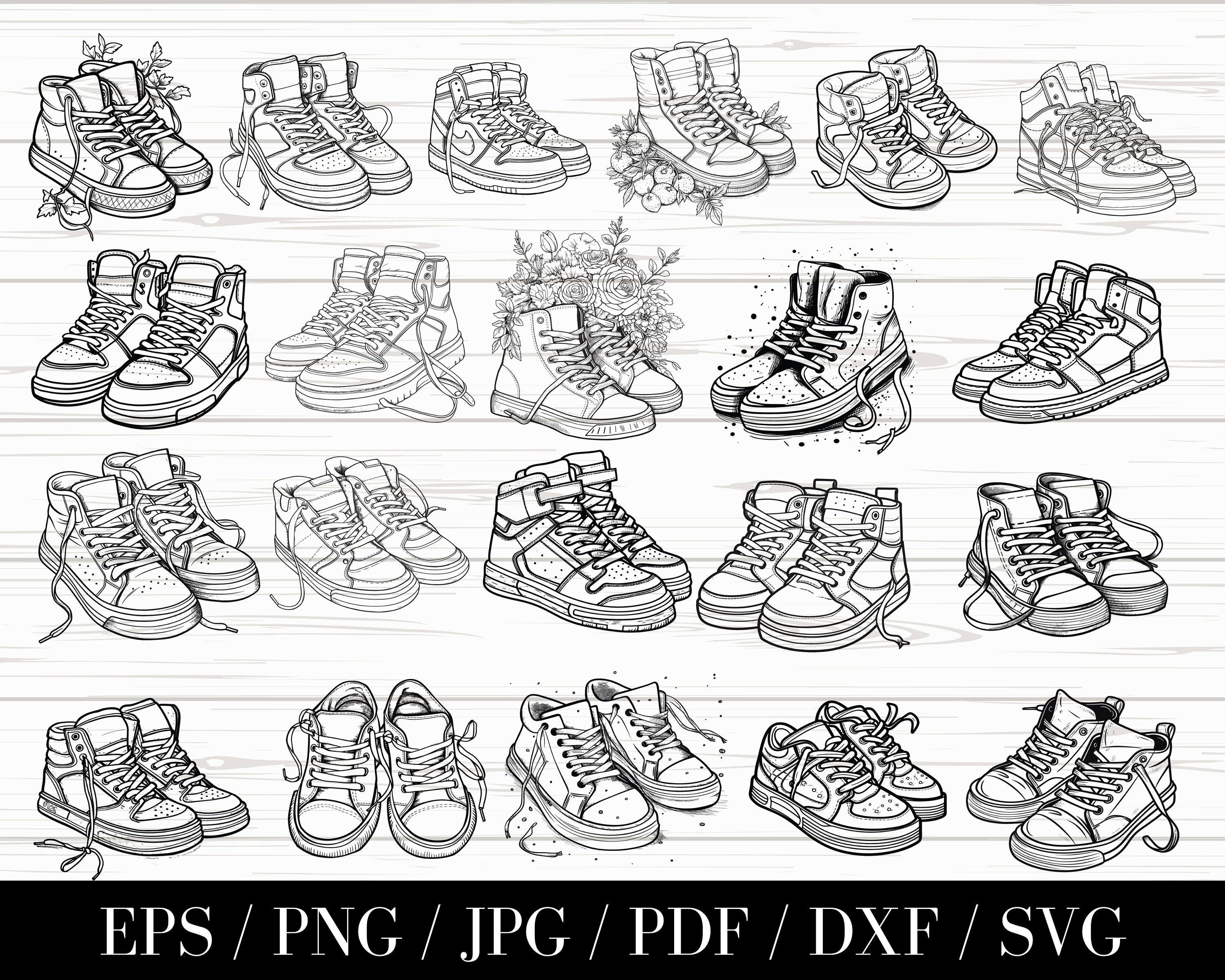 Sneakers Svgbasketball Shoes Cut File SVG DXF for Cameo - Etsy