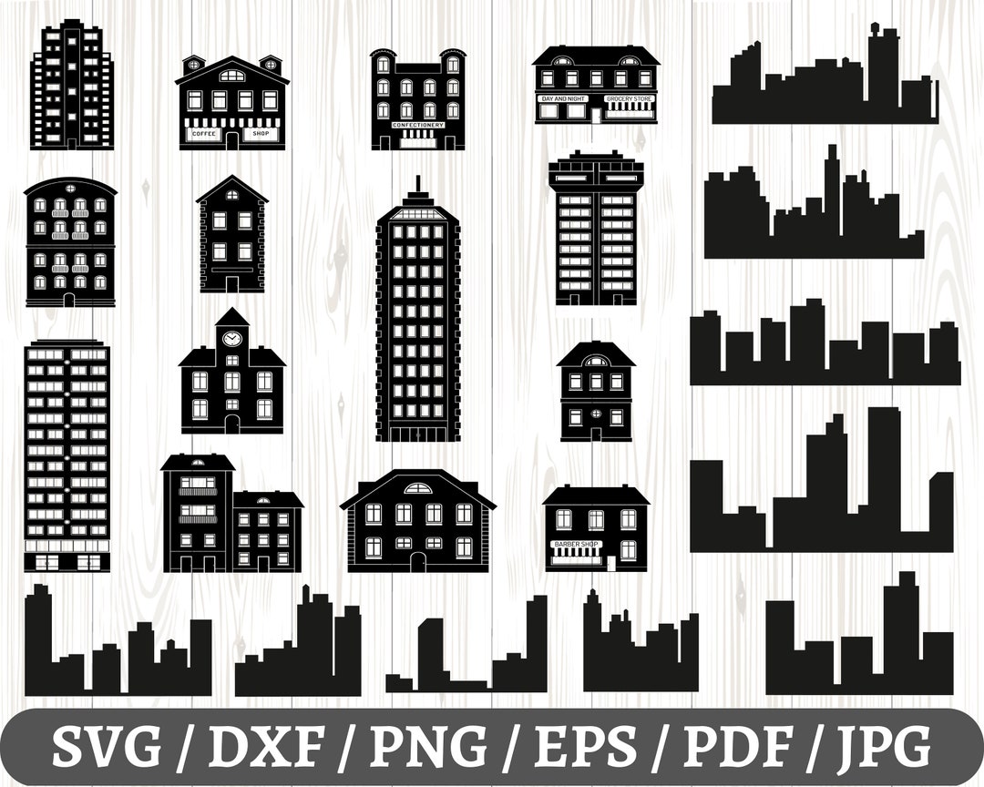 EDIFICIOS SVG BUNDLE casa svg archivos de corte de casa - Etsy México
