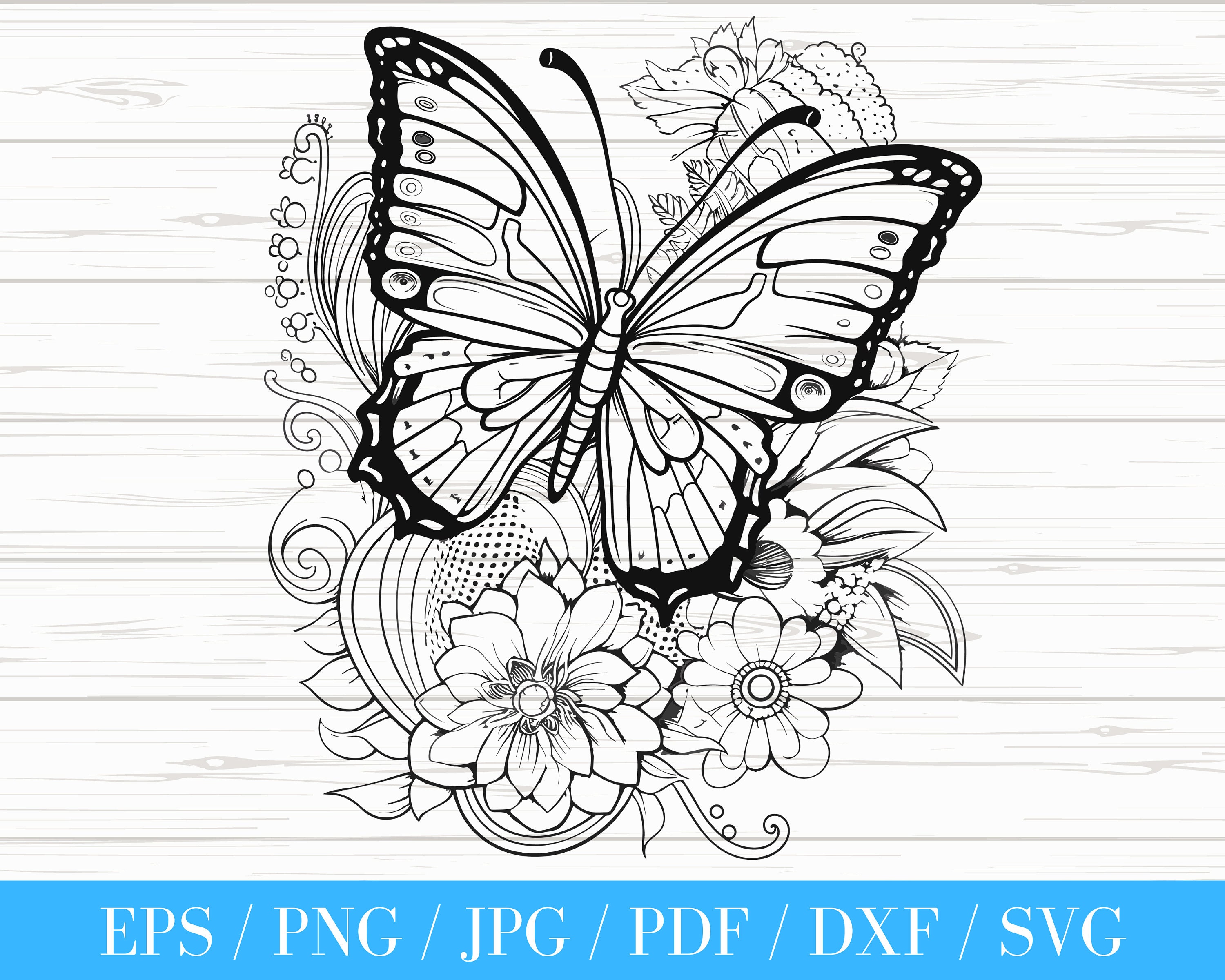Butterfly Svg Floral Butterfly Svg Butterfly Flower Svg - Etsy