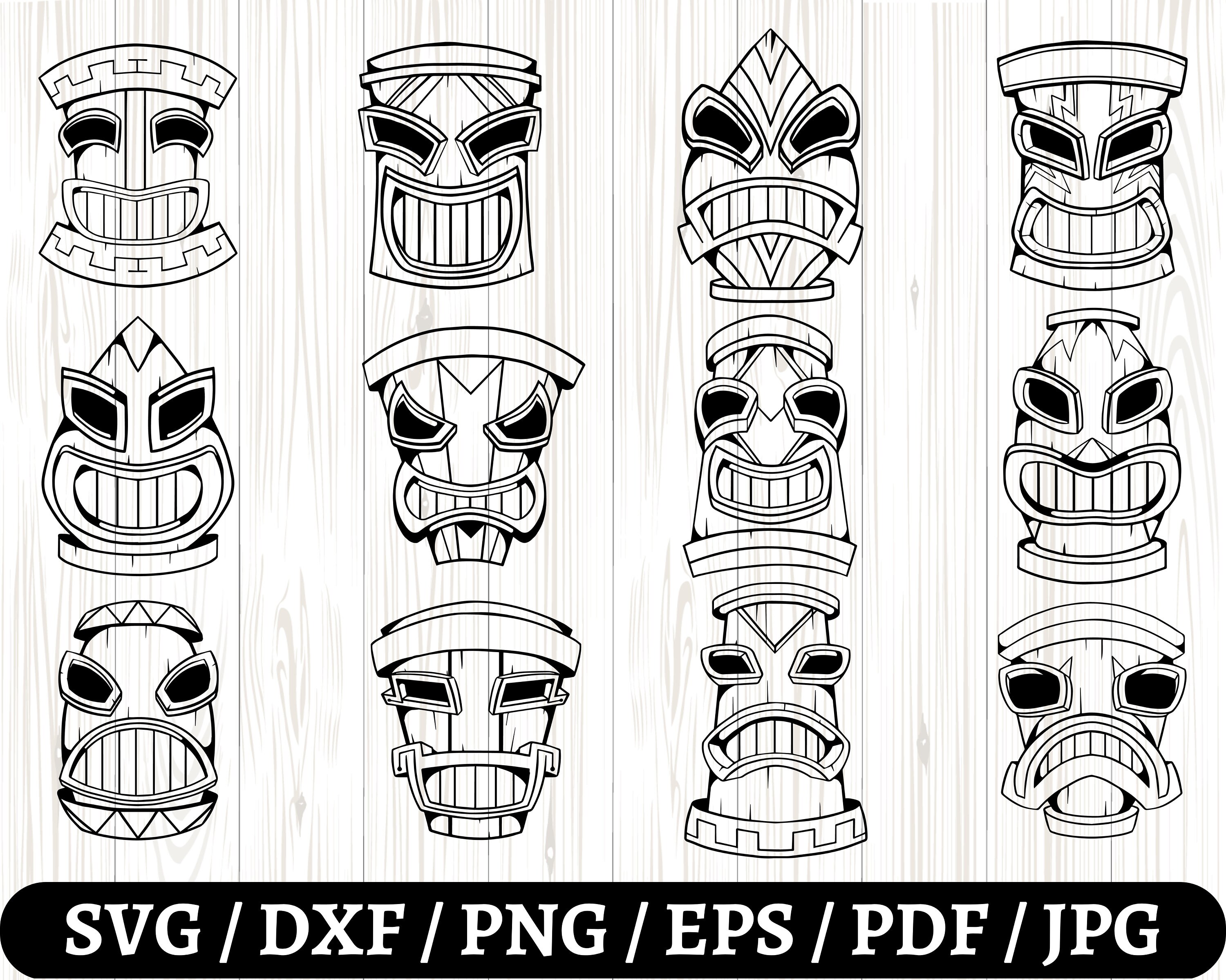 Tiki svg Bundel Tiki Head svg Totem svg Tribal svg Luau - Etsy Nederland