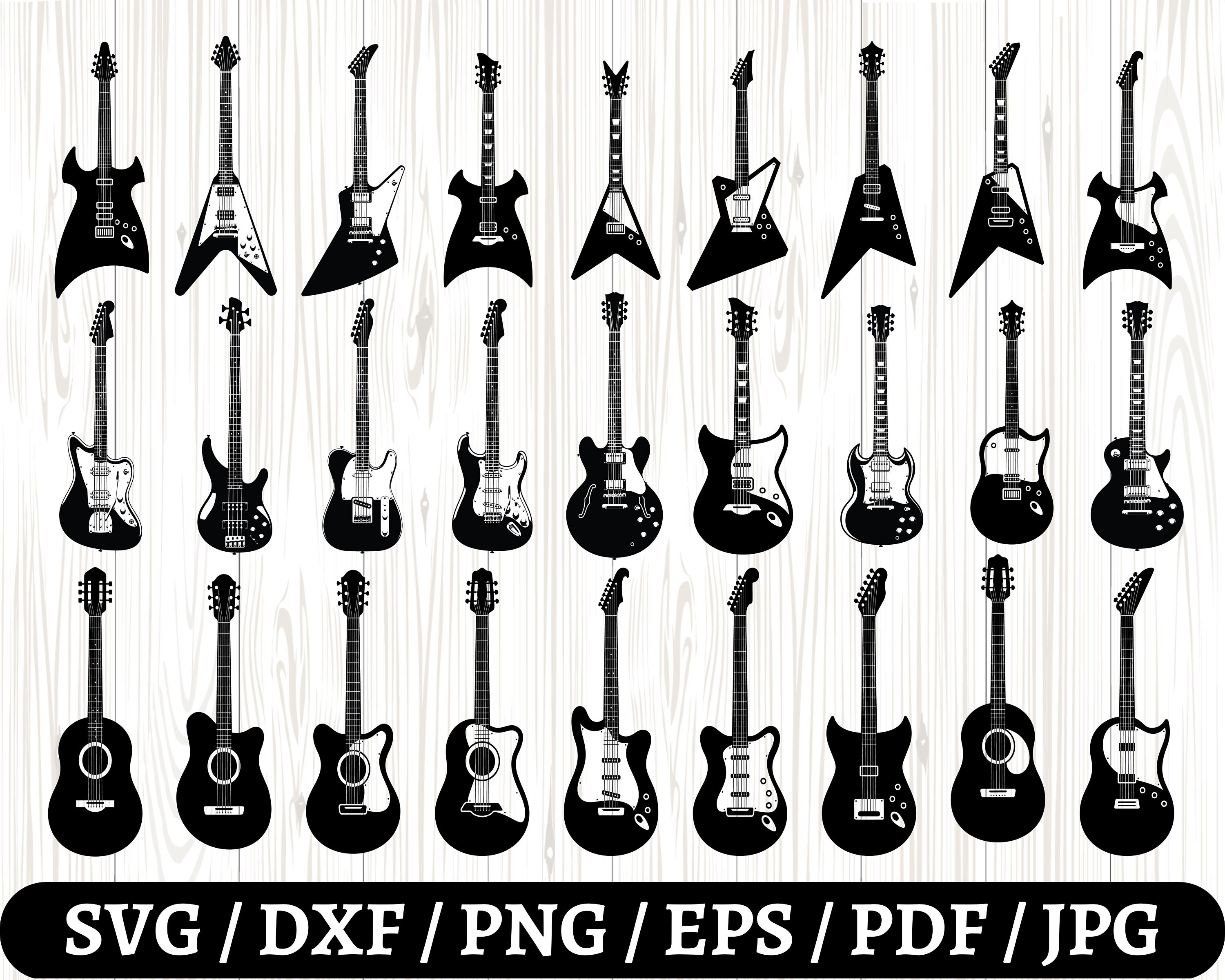 Electric Guitar Svg Music Guitar Svg Acoustic Guitar Svg Etsy